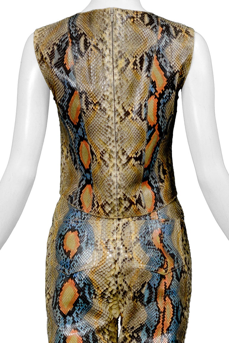 Rare Chanel Python Leather 2000 Runway Top and Pants Ensemble For Sale at 1stDibs