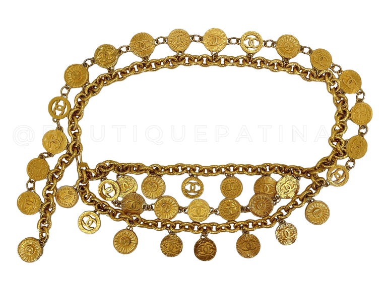 Rare Chanel Vintage 93C Coin and Cutout Three-Strand Belt Necklace ...