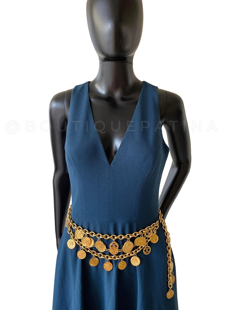 Rare Chanel Vintage 93C Coin and Cutout Three-Strand Belt Necklace ...