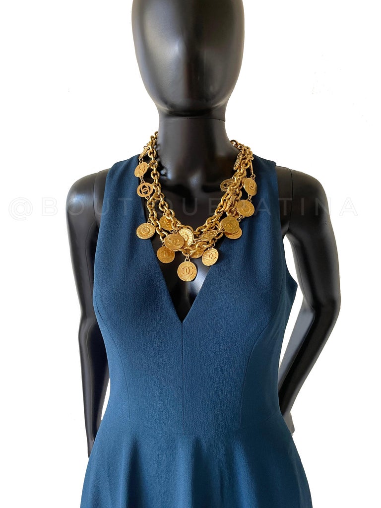 Rare Chanel Vintage 93C Coin and Cutout Three-Strand Belt Necklace ...