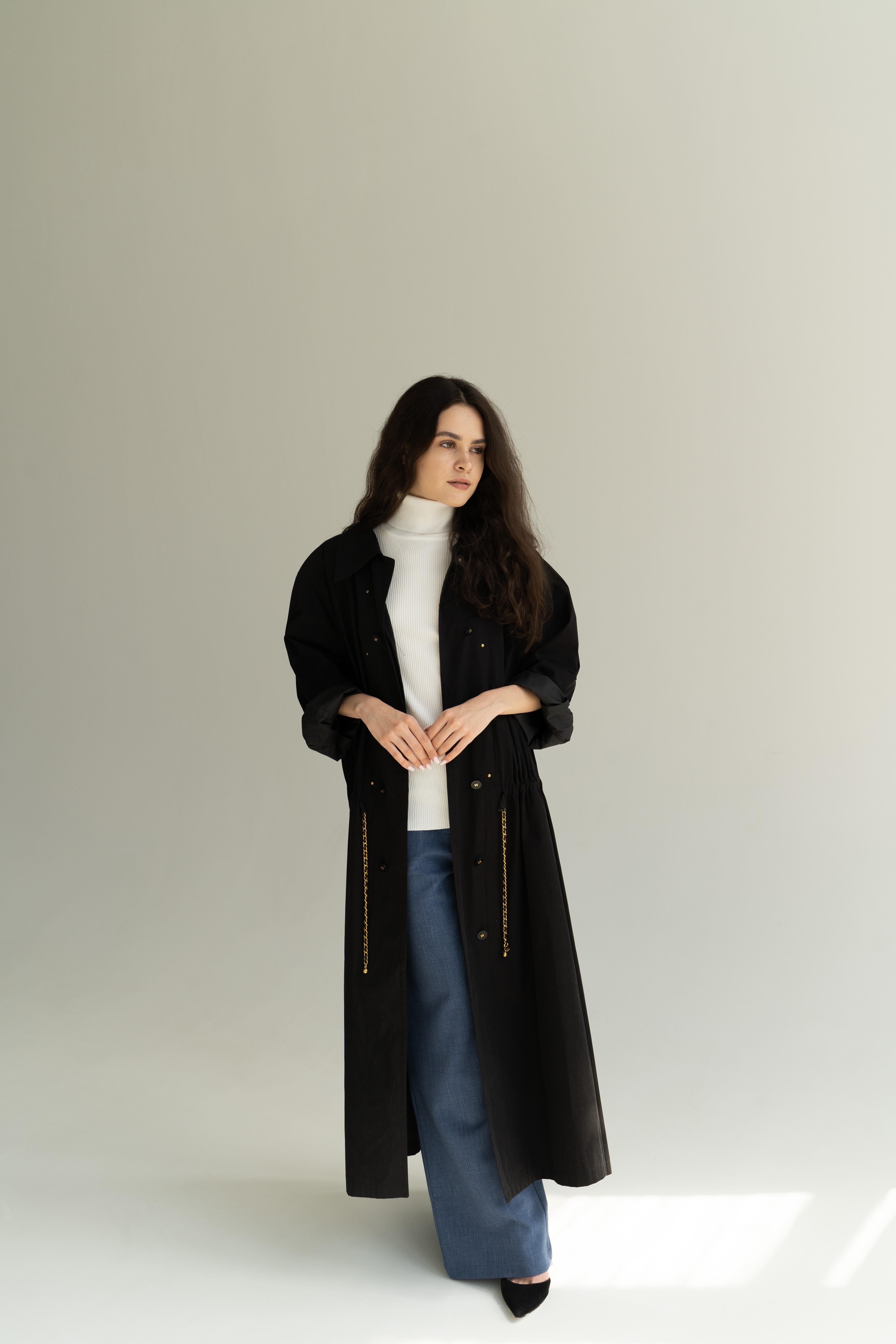 Rare! Chanel Vintage Spring 1994 94P Black Oversized Trench Coat For ...