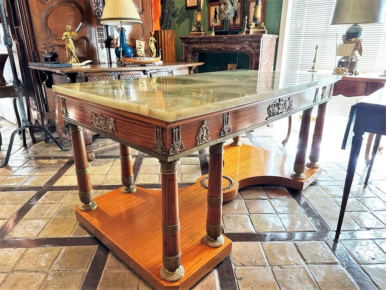 Rare Charles X Office Partners Desk Center Table Console Wood Onyx ...