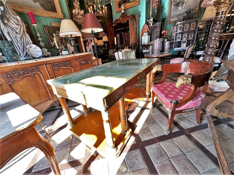 Rare Charles X Office Partners Desk Center Table Console Wood Onyx ...