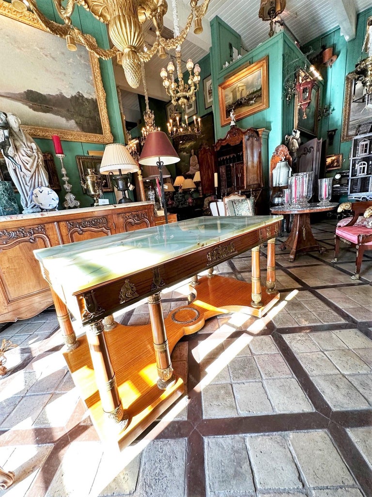 Rare Charles X Office Partners Desk Center Table Console Wood Onyx ...