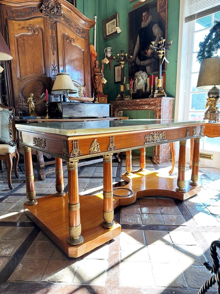 Rare Charles X Office Partners Desk Center Table Console Wood Onyx ...