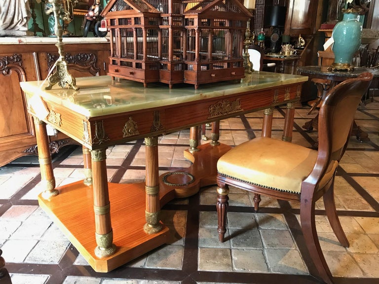 Rare Charles X Office Partners Desk Center Table Console Wood Onyx ...