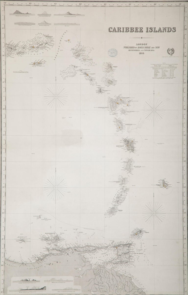 Rare Chart of the Caribbean Islands Published by James Imray and Son ...
