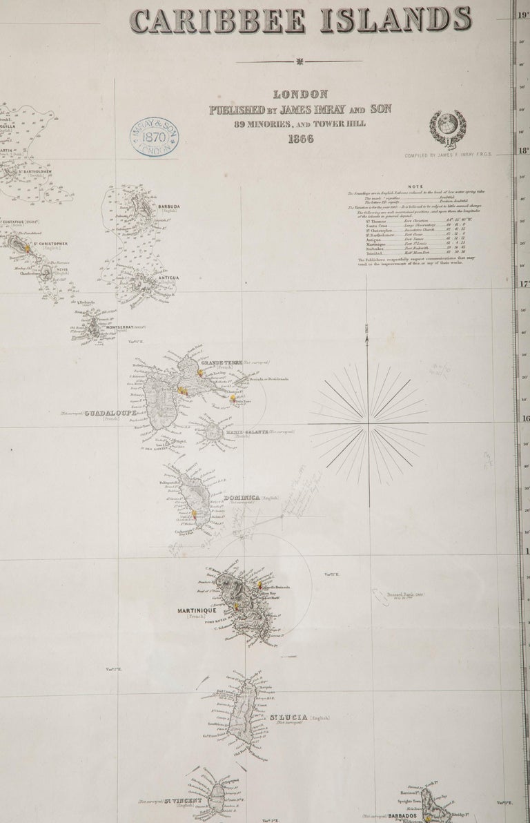 Rare Chart of the Caribbean Islands Published by James Imray and Son ...