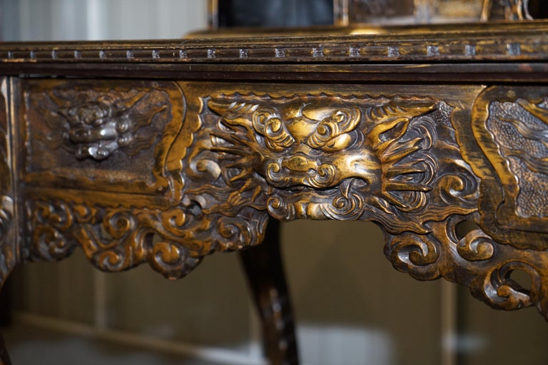 Rare Chinese Export Dragons Phoenix Bird Writing Table Desk and ...