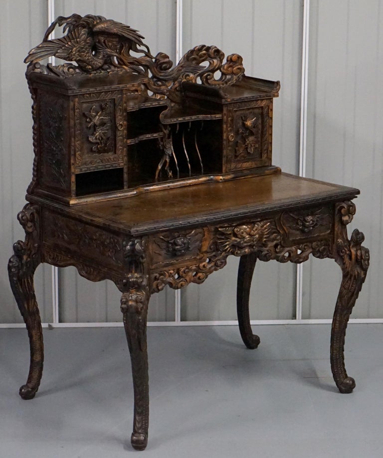 Rare Chinese Export Dragons Phoenix Bird Writing Table Desk and ...