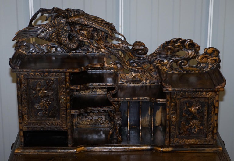 Rare Chinese Export Dragons Phoenix Bird Writing Table Desk and ...