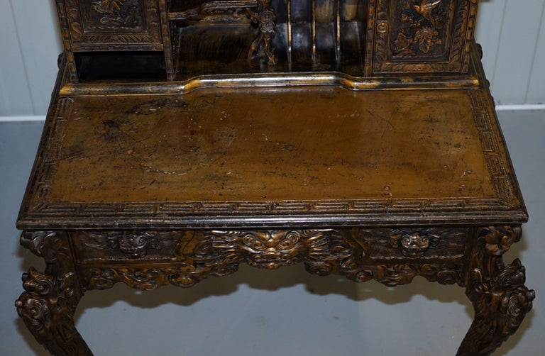 Rare Chinese Export Dragons Phoenix Bird Writing Table Desk and ...