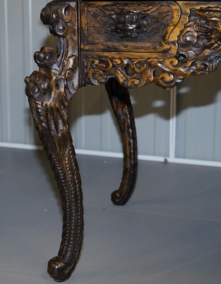Rare Chinese Export Dragons Phoenix Bird Writing Table Desk and ...