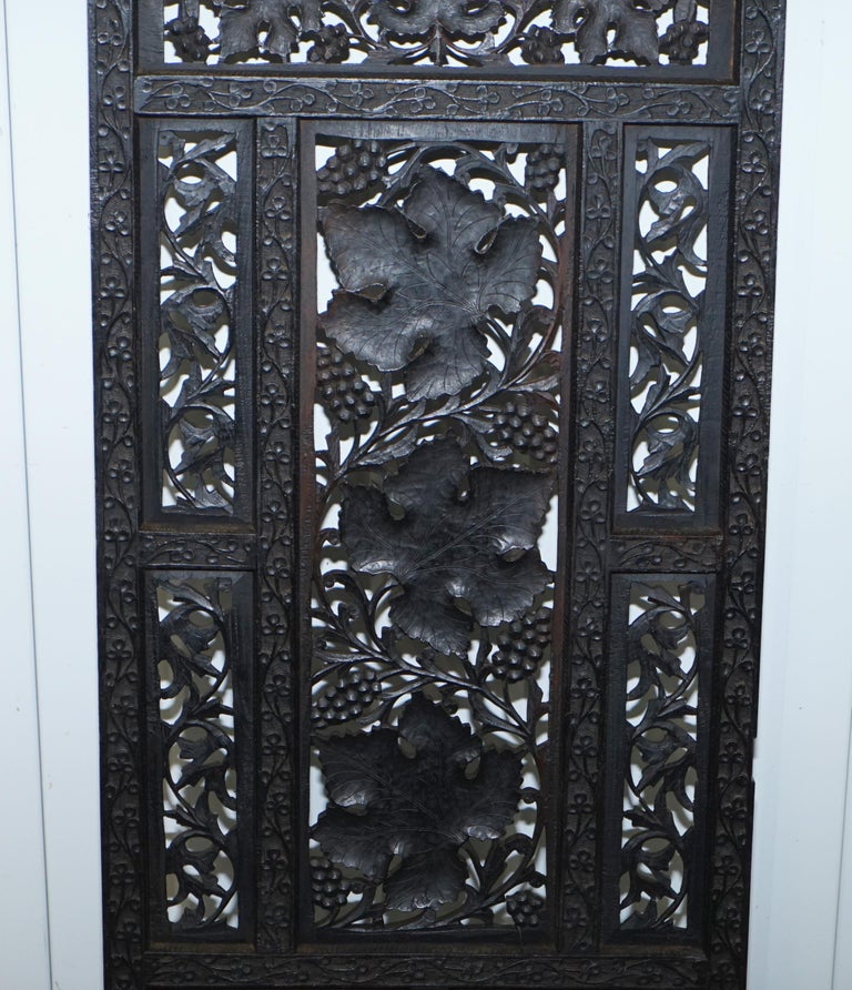 Rare Chinese Fretwork Carved Wall Panels Depicting Leaves Solid Teak ...