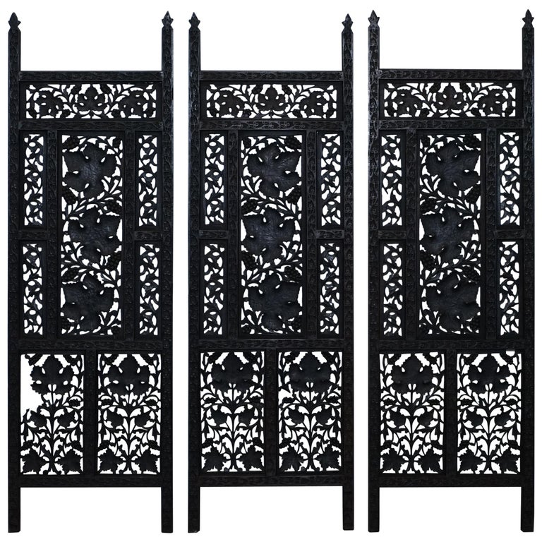 Rare Chinese Fretwork Carved Wall Panels Depicting Leaves Solid Teak ...