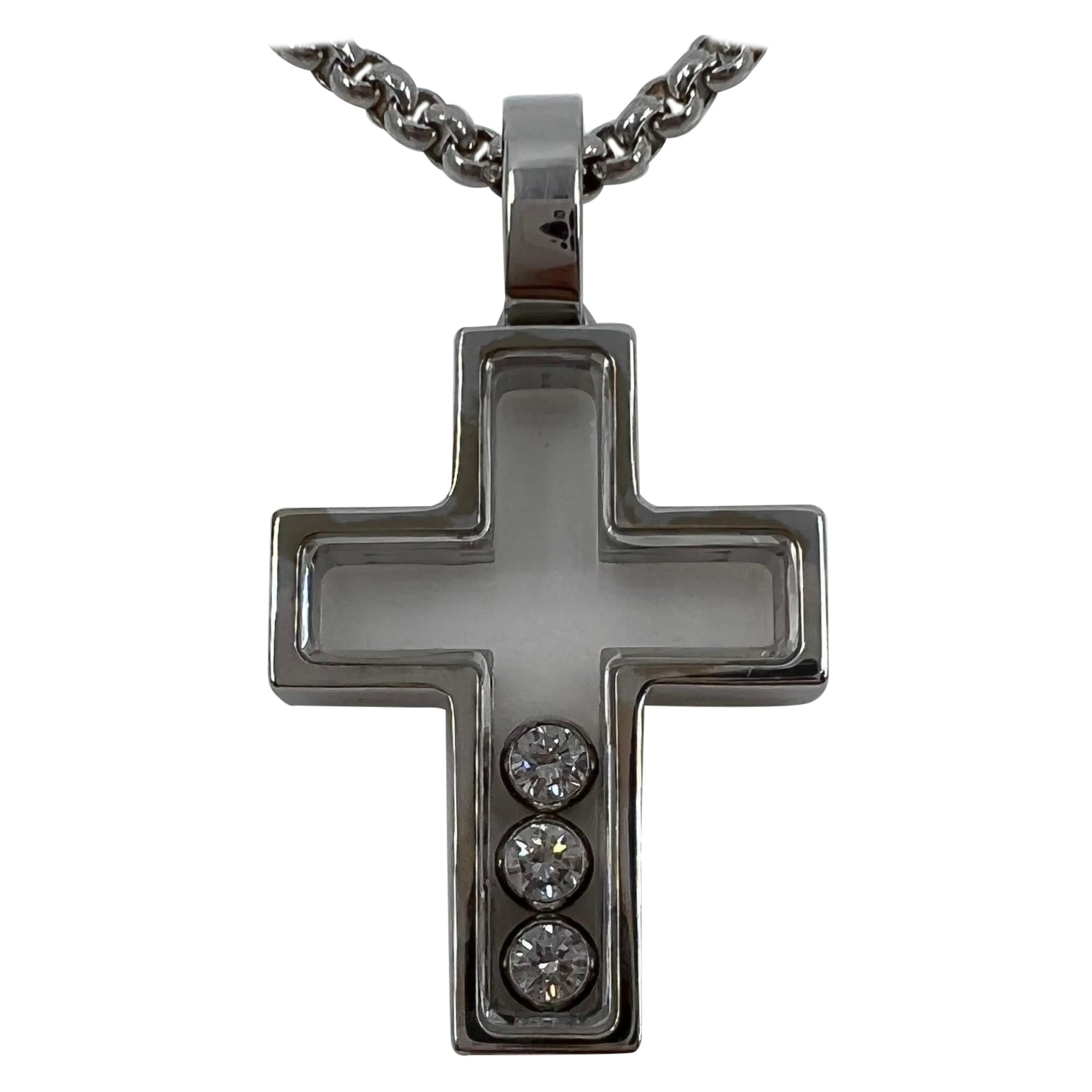 Chopard Happy Diamond 18 Karat Yellow Gold Cross Necklace at 1stDibs ...