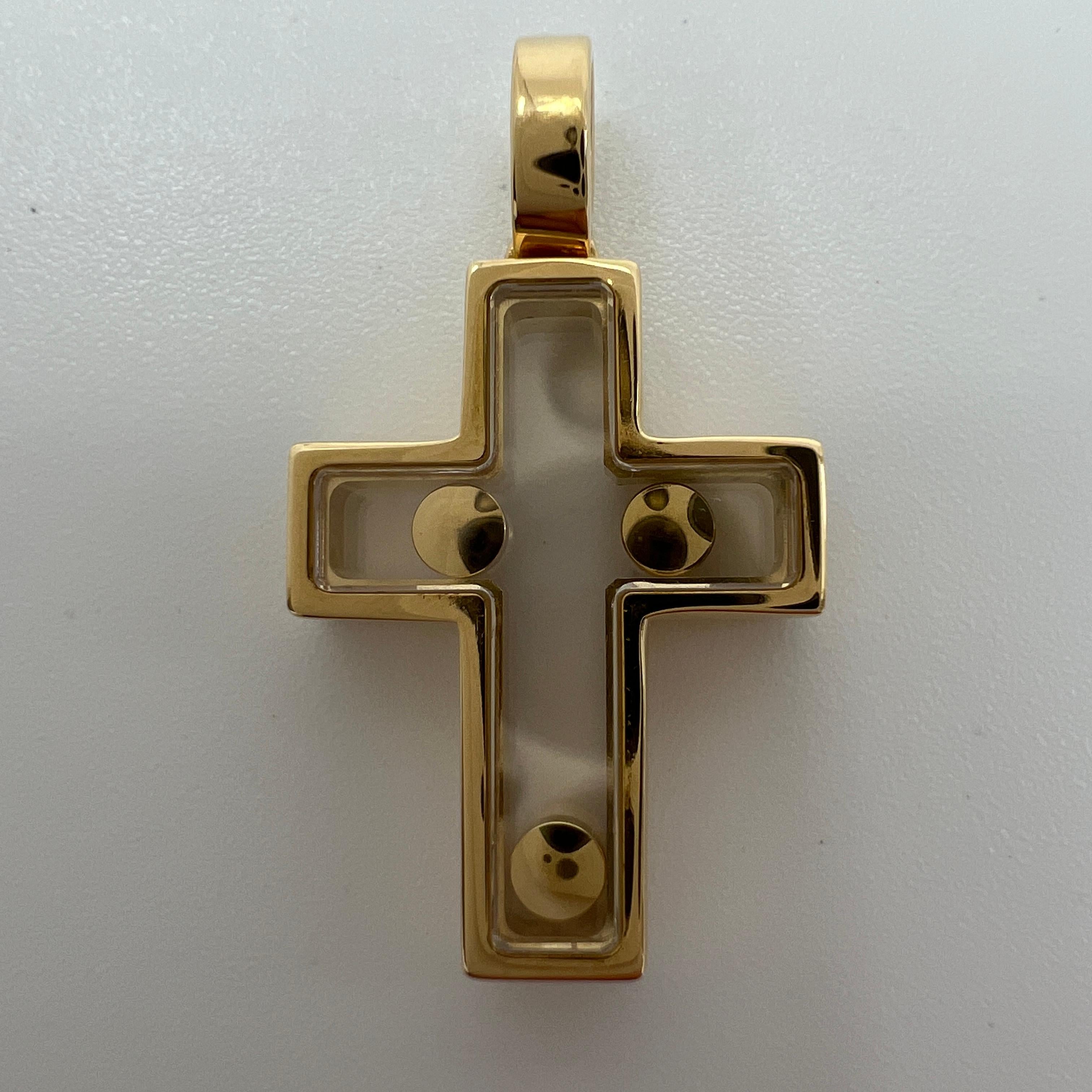 Rare Chopard Happy Diamonds Yellow Sapphire Cross 18 Karat Yellow Gold ...