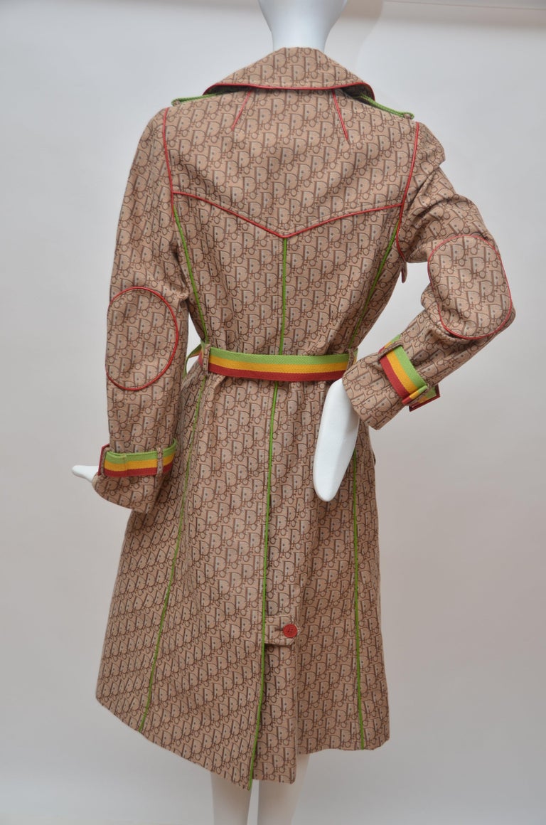 Rare Christian Dior Rasta 2004 John Galliano For Dior Logo Trench Coat ...