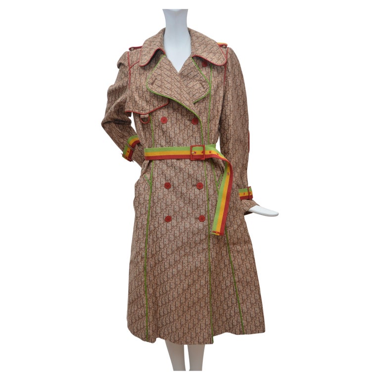 Rare Christian Dior Rasta 2004 John Galliano For Dior Logo Trench Coat ...