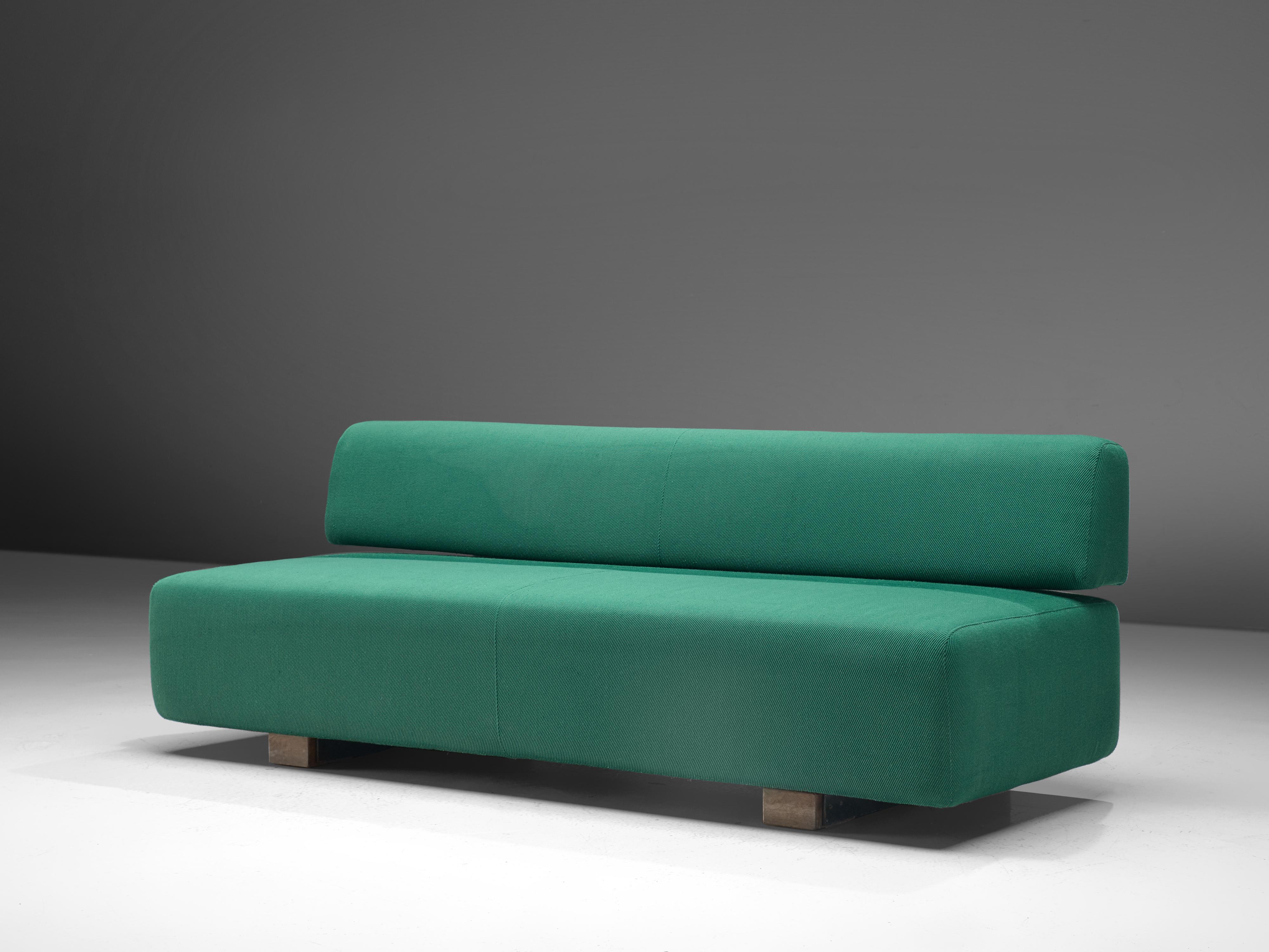 Rare Christophe Gevers Sofa in Green Fabric and Steel For Sale at 1stDibs