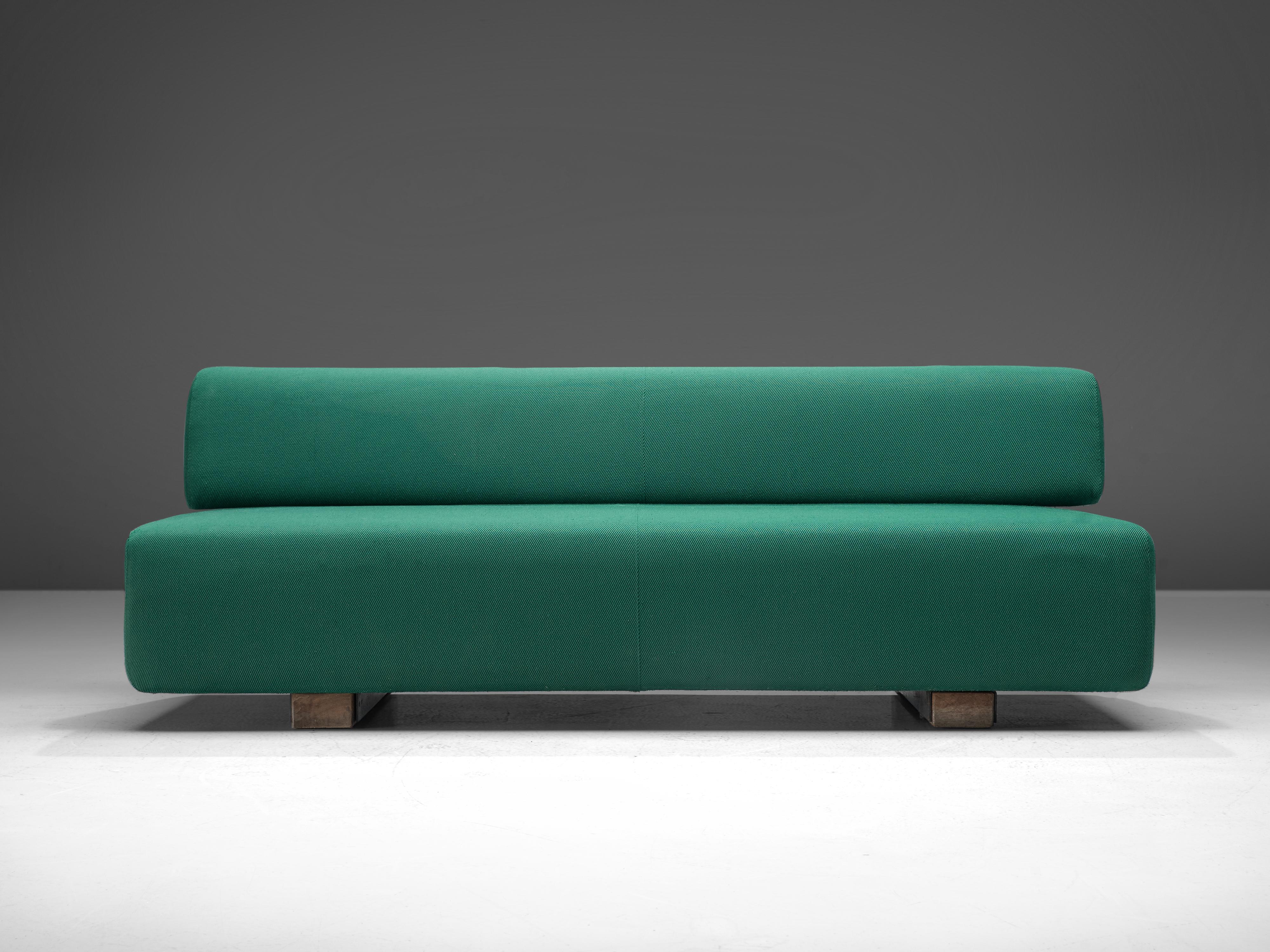 Rare Christophe Gevers Sofa in Green Fabric and Steel For Sale at 1stDibs