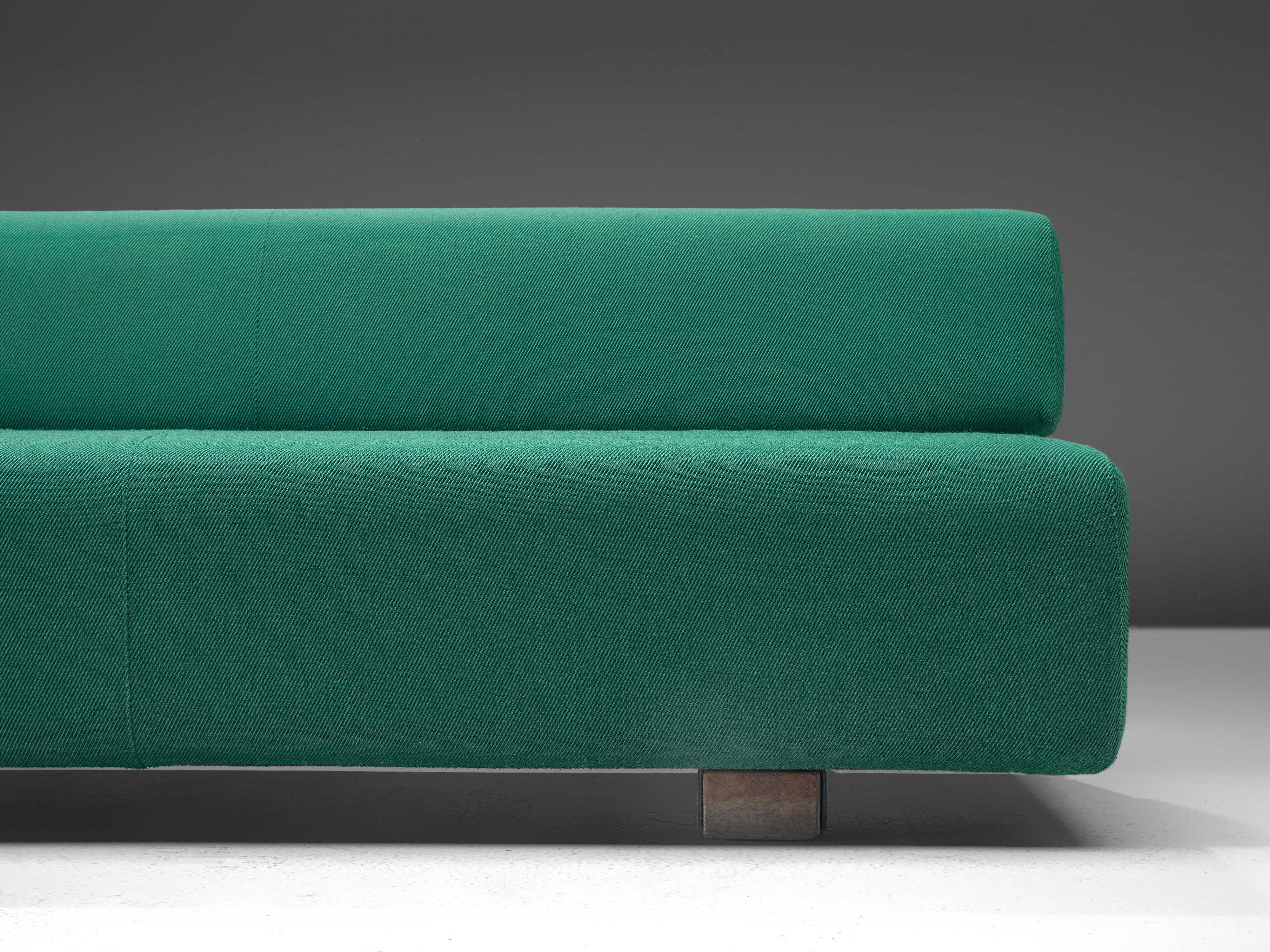 Rare Christophe Gevers Sofa in Green Fabric and Steel For Sale at 1stDibs