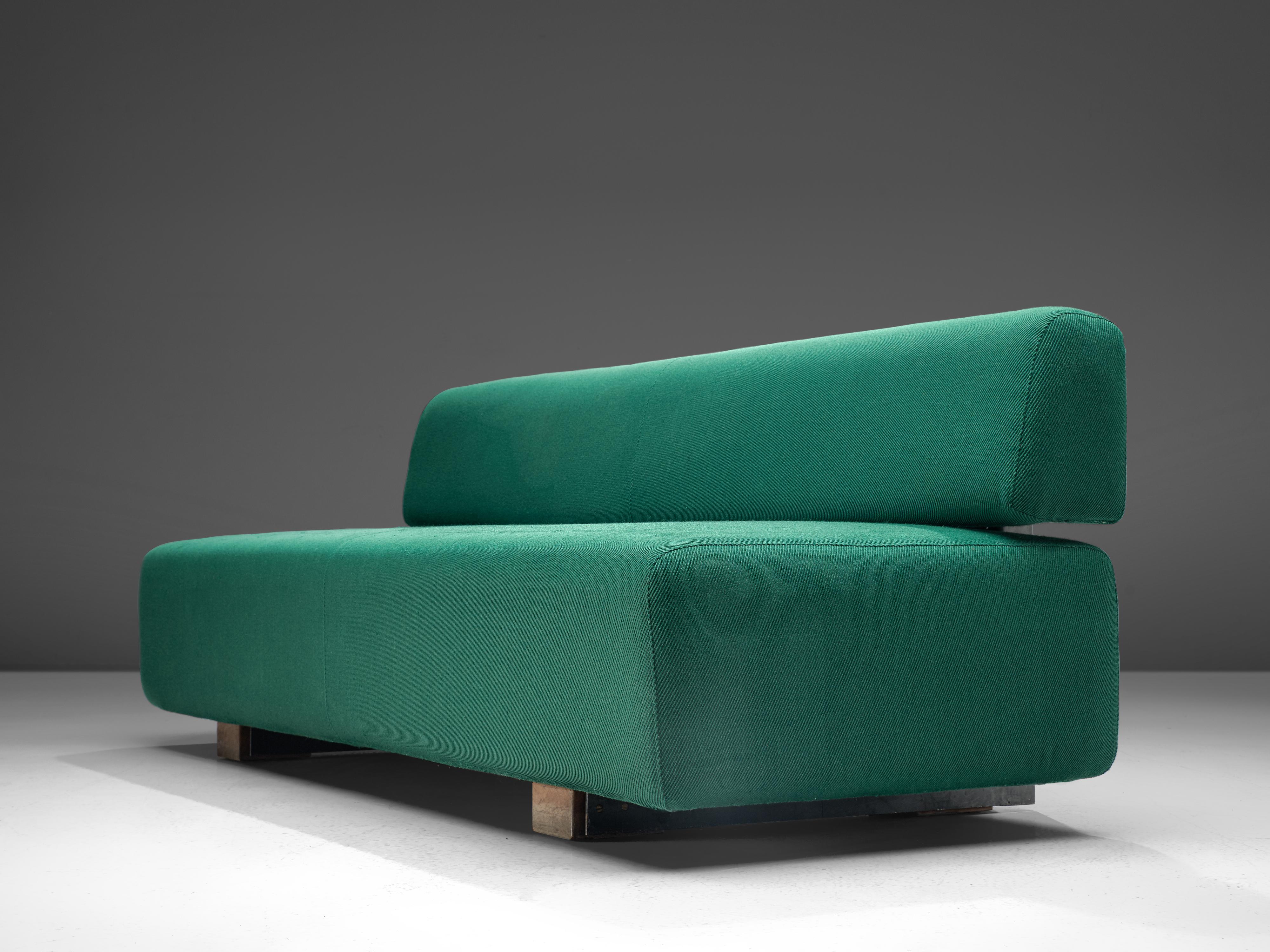 Rare Christophe Gevers Sofa in Green Fabric and Steel For Sale at 1stDibs