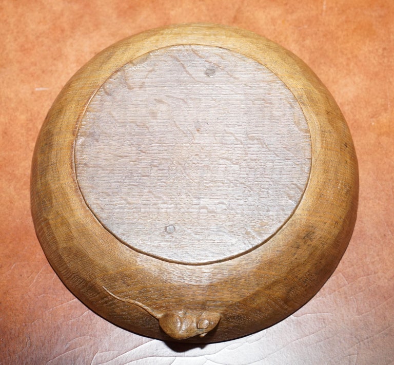 Rare circa 1950 Robert Thompson Mouseman Fruit Bowl Hand Carved Oak ...