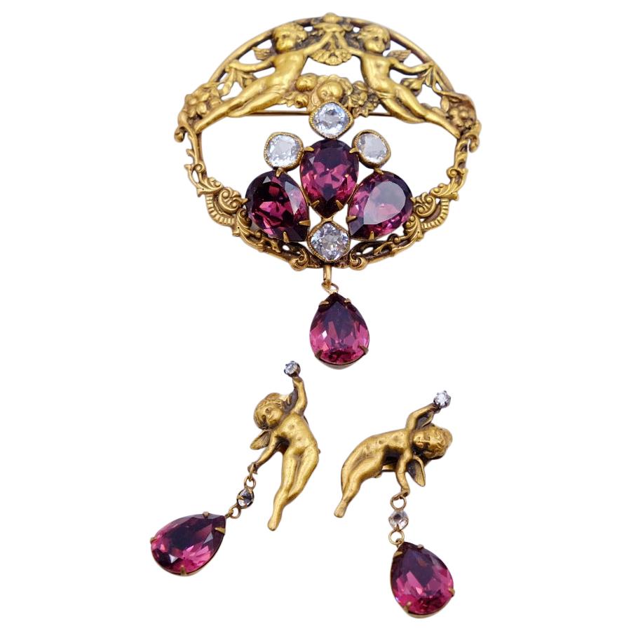 Rare Collectible Joseff of Hollywood Angels Pin and Earrings 1950s at ...