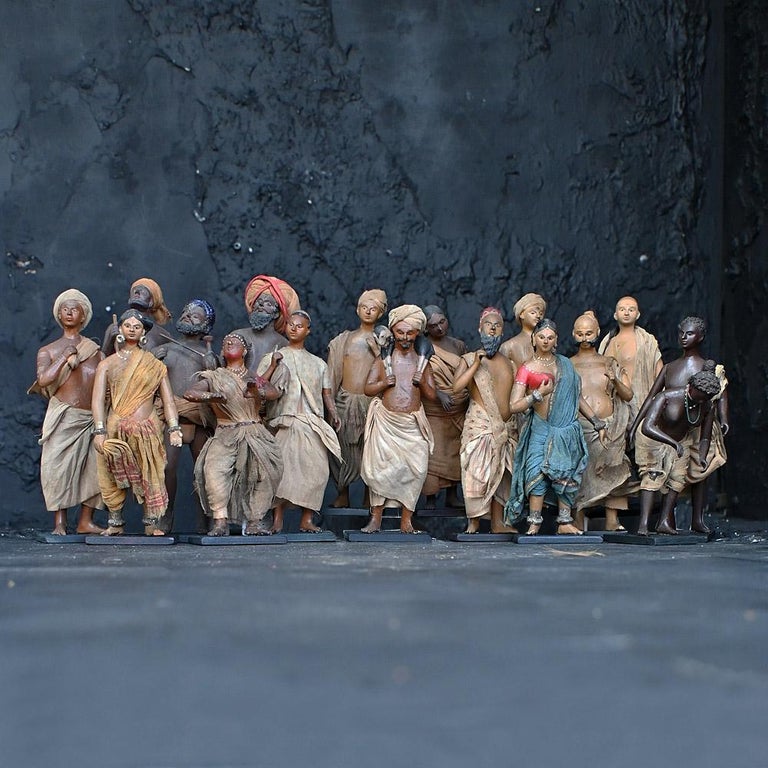 Rare Collection of Late 19th Century Hand Crafted Wooden Indian Peasant ...