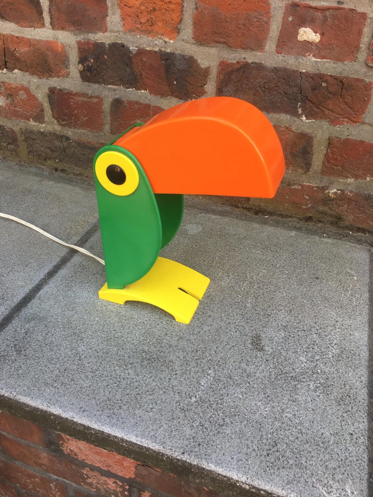 Rare, Colored Charming Toucan Table Lamp for OTF, Italy, Ferrari at 1stDibs