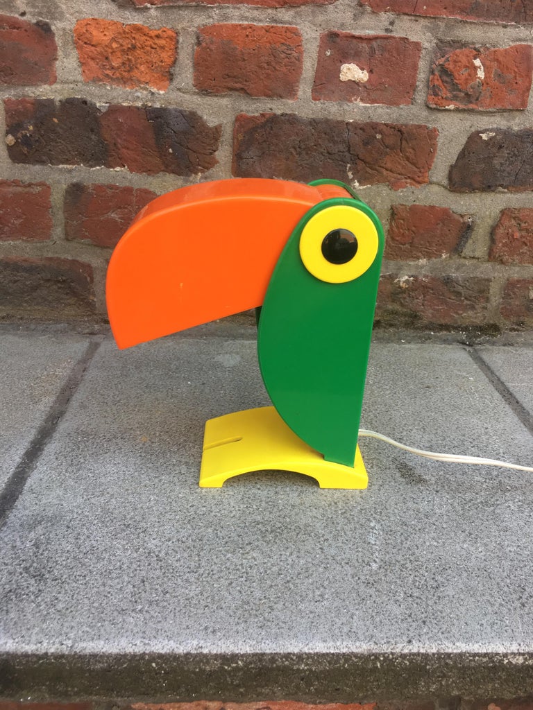 Rare, Colored Charming Toucan Table Lamp for OTF, Italy, Ferrari at 1stDibs