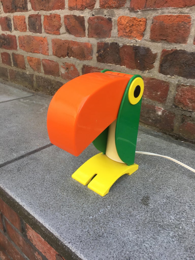 Rare, Colored Charming Toucan Table Lamp for OTF, Italy, Ferrari at 1stDibs