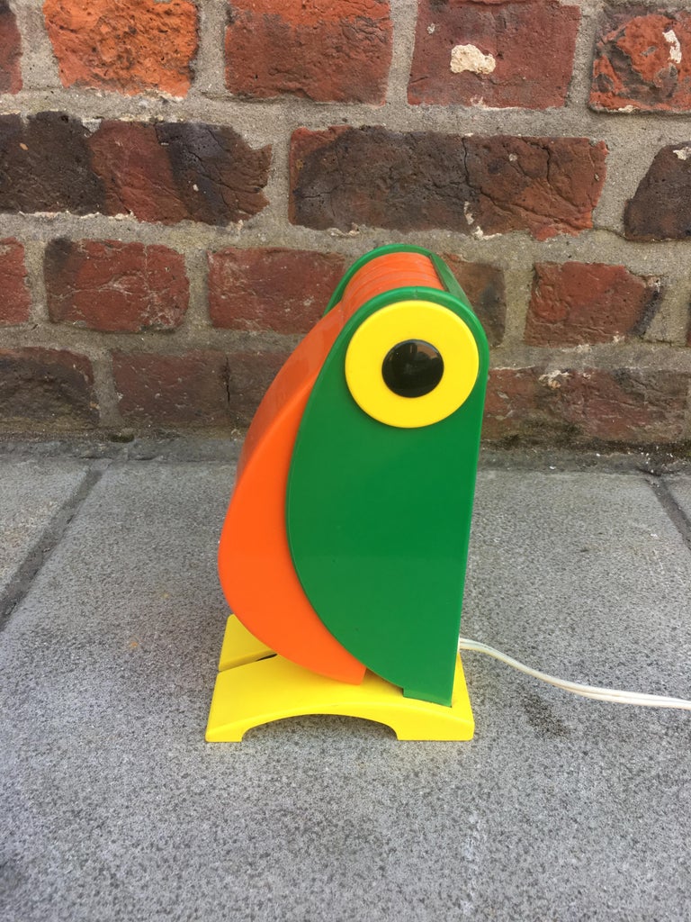Rare, Colored Charming Toucan Table Lamp for OTF, Italy, Ferrari at 1stDibs