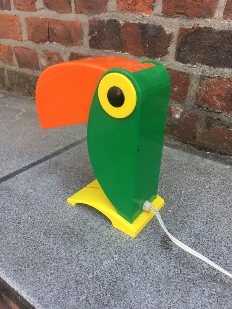 Rare, Colored Charming Toucan Table Lamp for OTF, Italy, Ferrari at 1stDibs