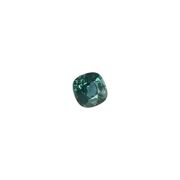 Rare Colour Change Unheated Sapphire Green Blue 0.99ct IGI Certified Cushion Cut For Sale at 1stDibs