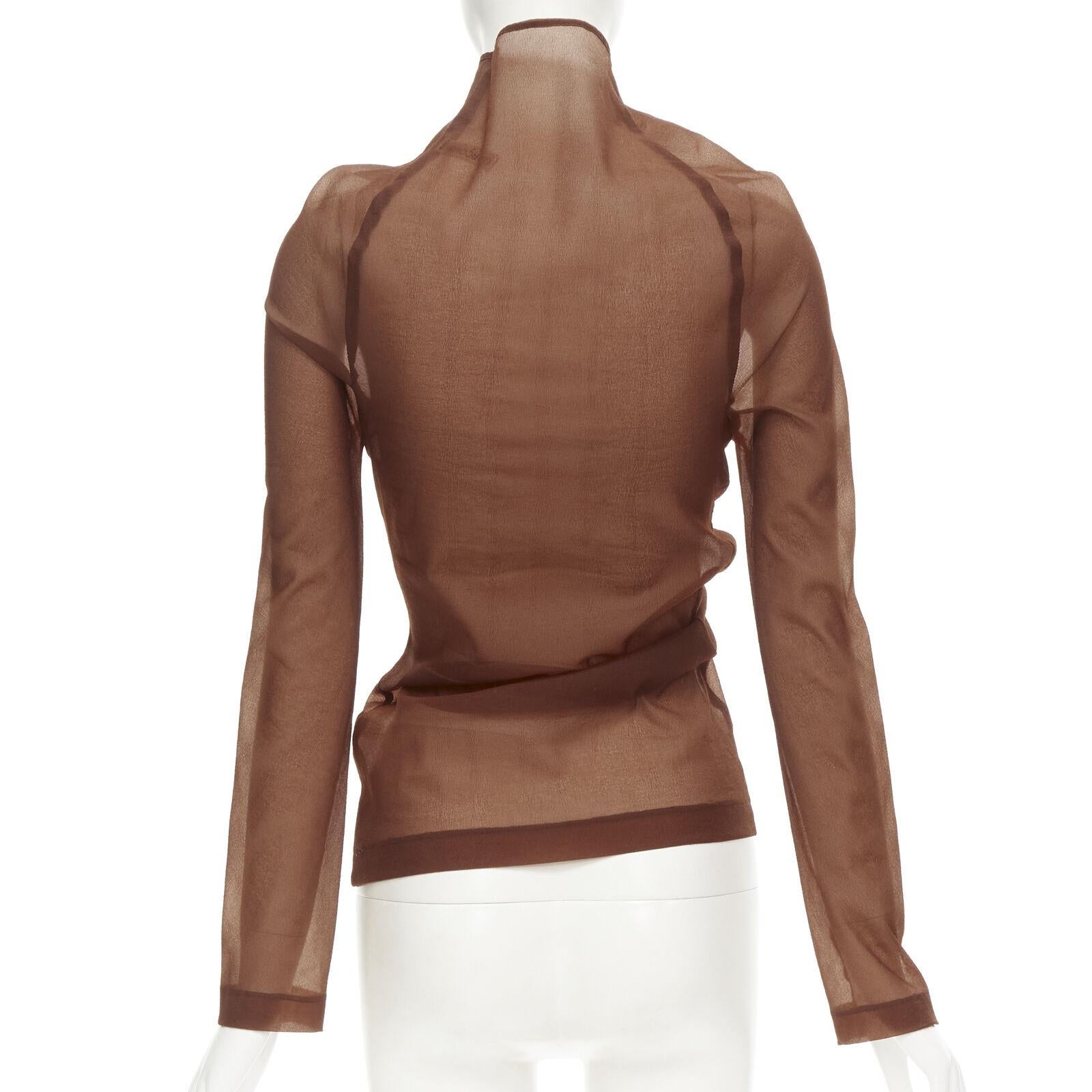 rare COMME DES GARCONS 1997 Lumps Bumps brown sheer cowl high bias cut top For Sale at 1stDibs