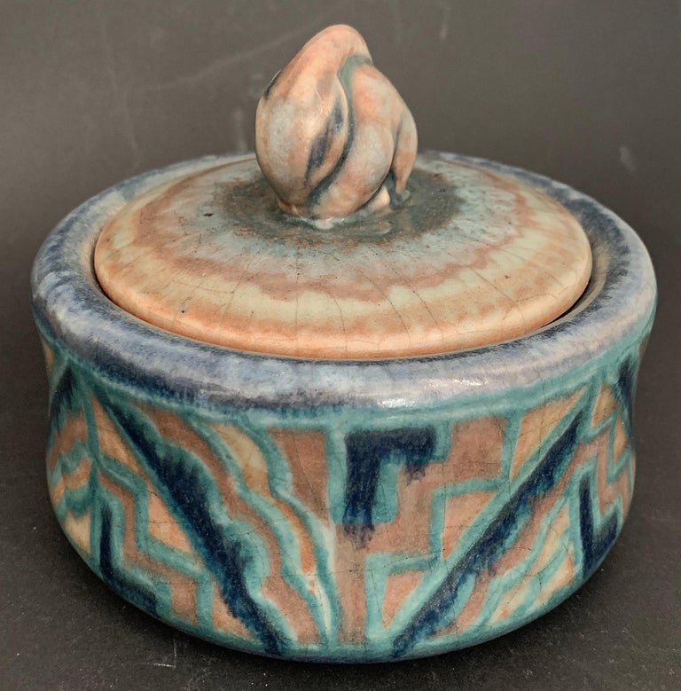 Rare Covered Art Deco Jar with Rabbit Finial by Gensoli for Sevres ...