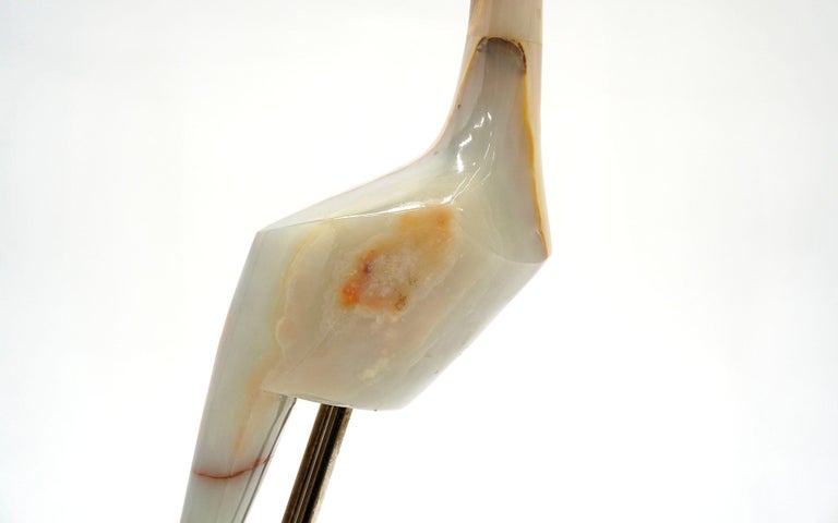 Rare Curtis Jere Heron Floor Sculpture in Alabaster with Brass Legs at ...