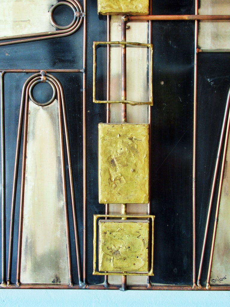 Rare Curtis Jere Wall Art Sculpture, Bronze, Brass, Enamel and Steel at ...