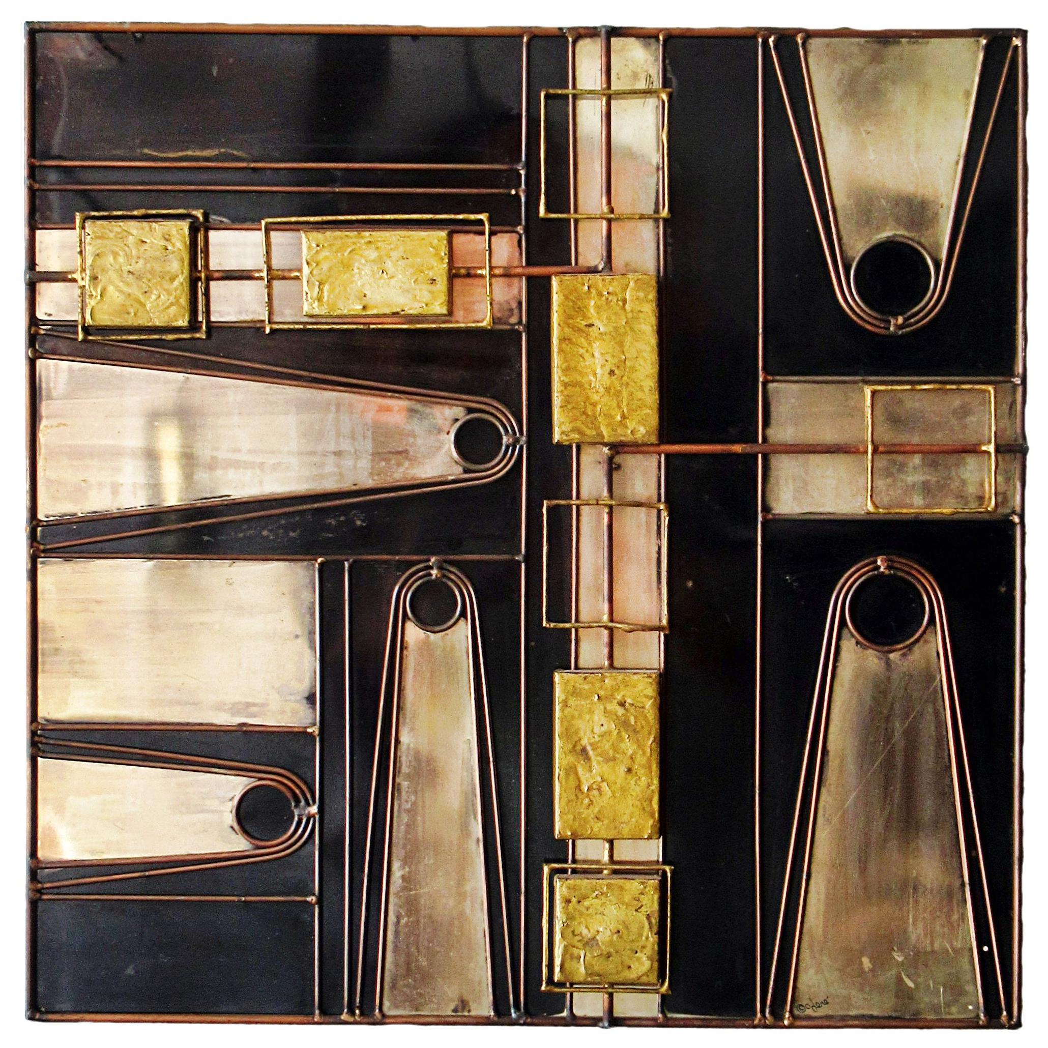 Rare Curtis Jere Wall Art Sculpture, Bronze, Brass, Enamel and Steel at ...