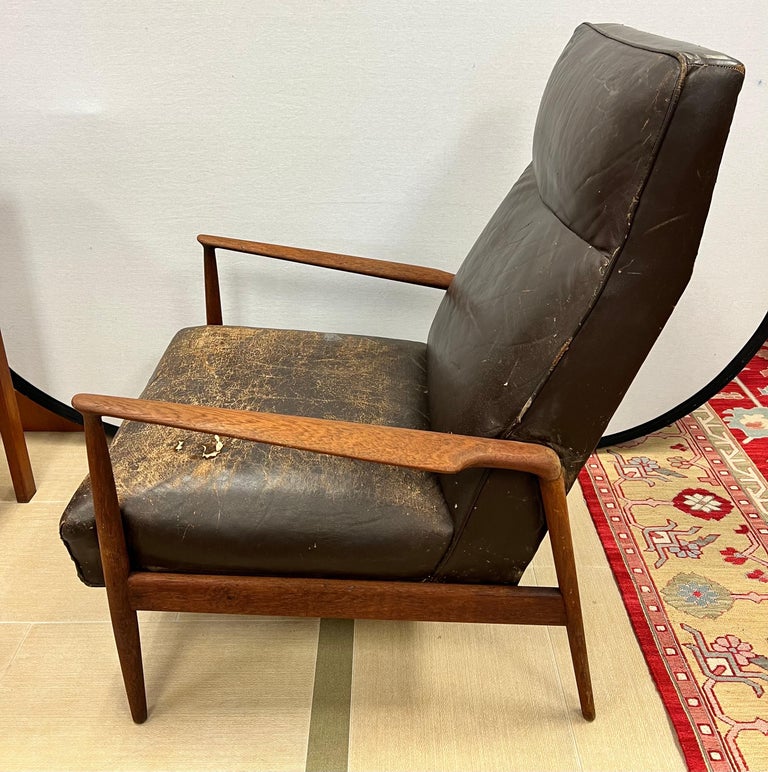 Rare Danish Modern Ib Kofod Larsen 1950s Leather Lounge Chair For Sale ...