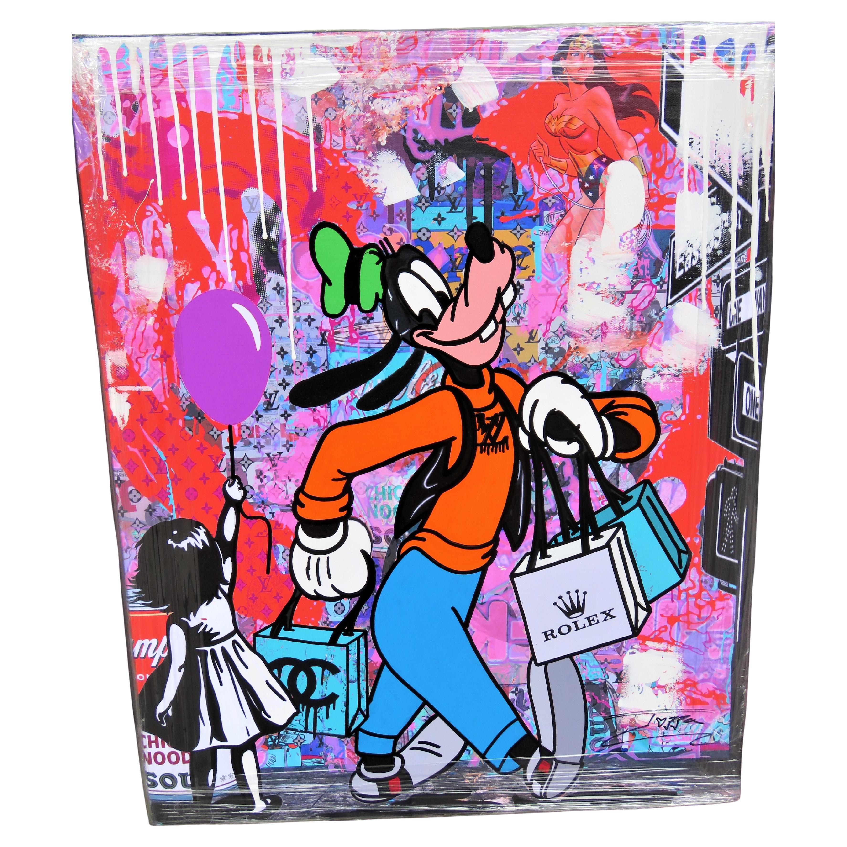 Rare Deluxe Original Mixed Media Jozza Painting on Canvas Holding a ...