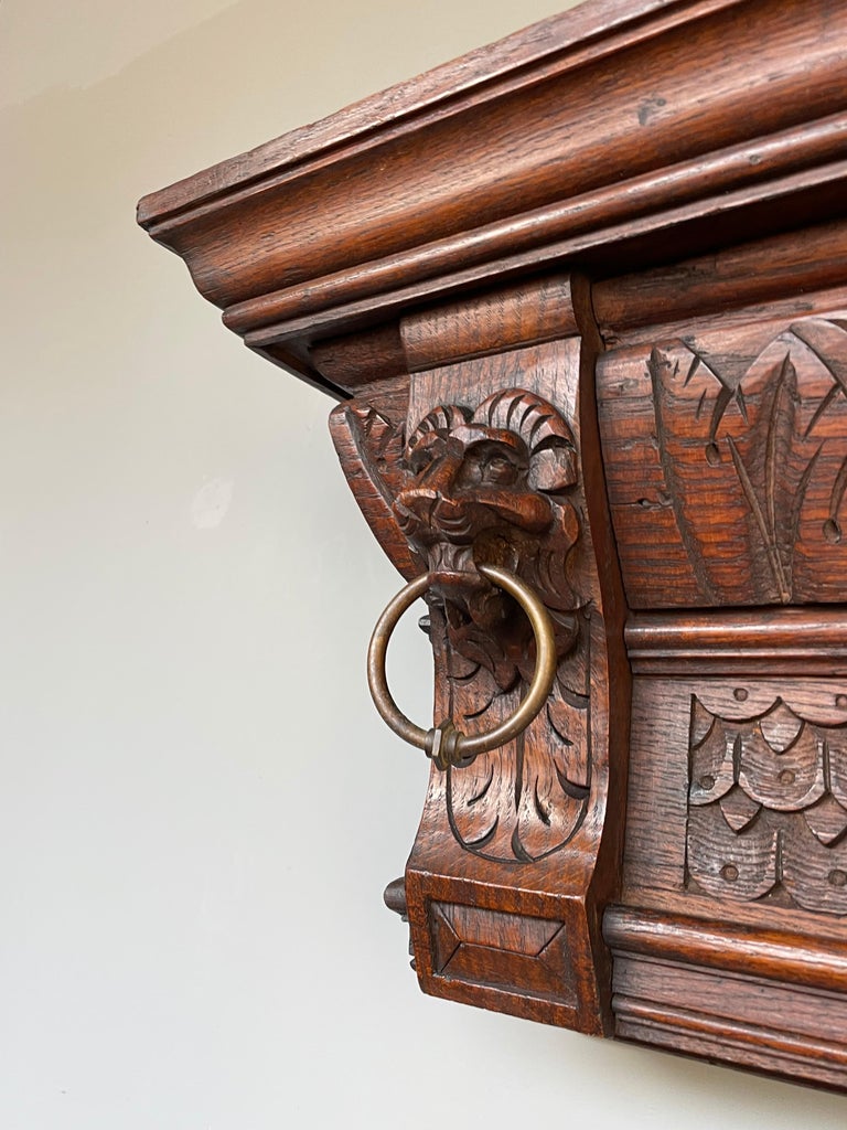 Rare Design 19th Century Renaissance Revival Wall Coat Rack W. Lion ...