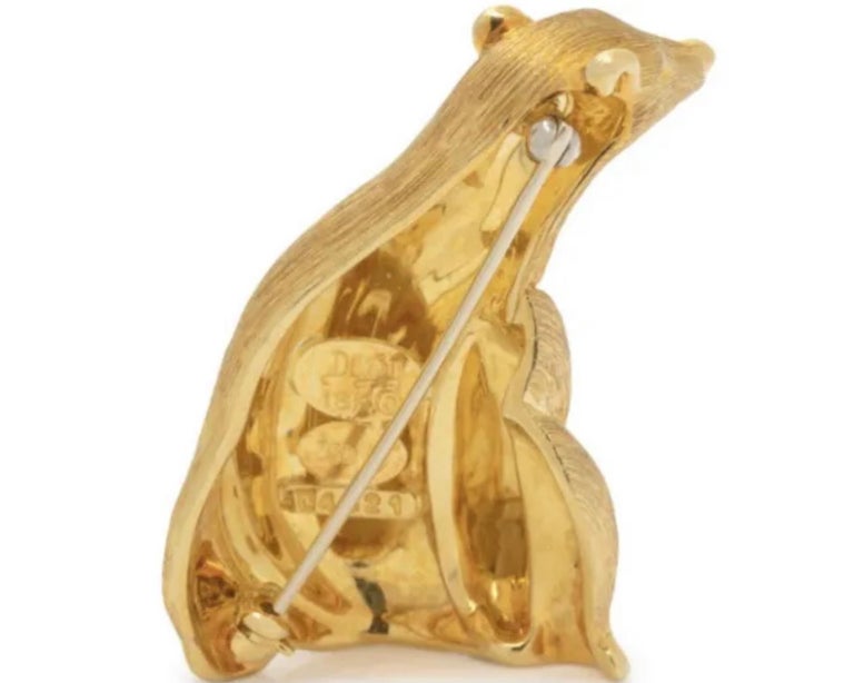 Rare Designer Henry Dunay Bear Animal Brooch Sabi Pin 18k Yellow Gold ...