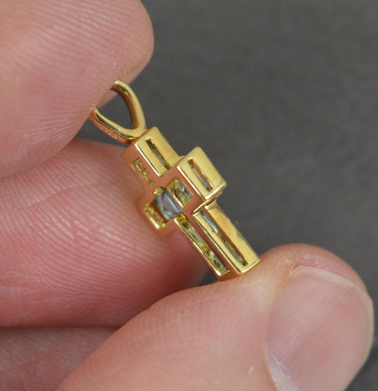 Rare Designer Theo Fennell 18ct Yellow Gold and Blue Topaz Cross ...