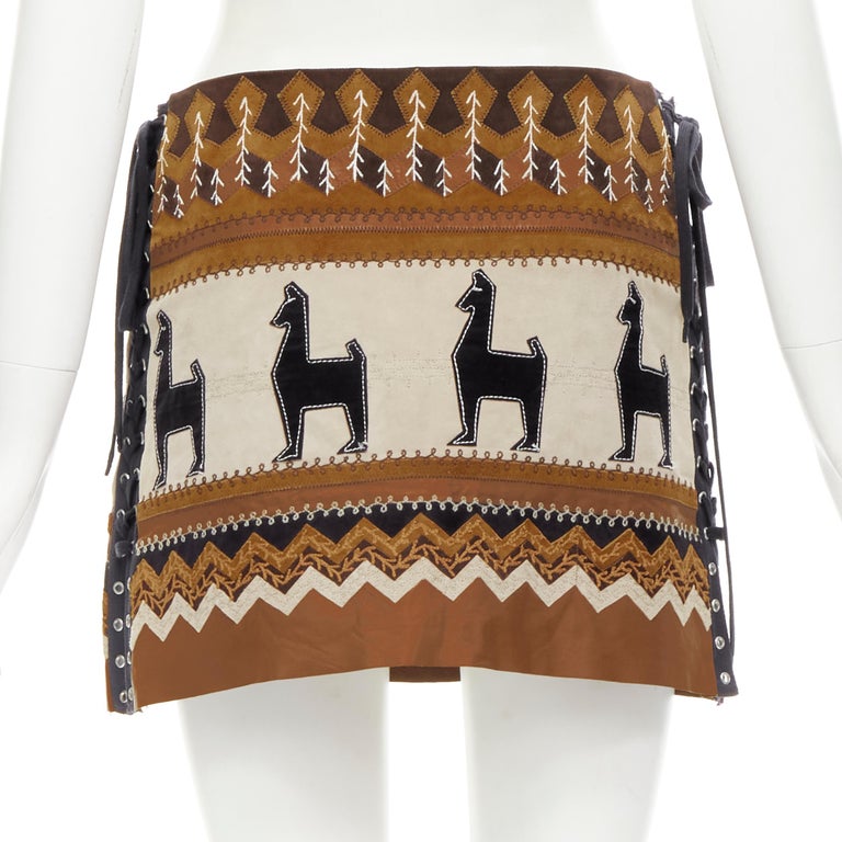 rare D&G DOLCE GABANNA Native American aboriginal aztec suede mini ...