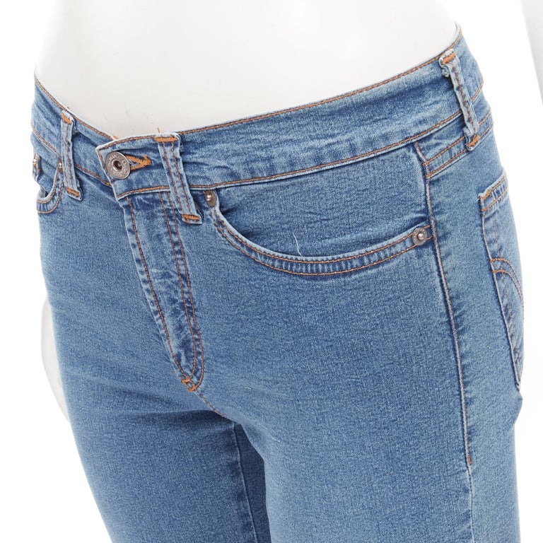 rare D&G DOLCE GABBANA Y2K blue denim tiered lace pink ribbon jeans 24 ...