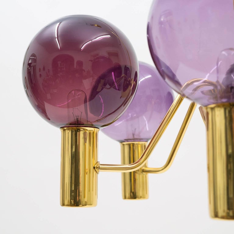 Rare Dual Color Glass and Brass Chandelier by Hans-Agne Jakobsson ...