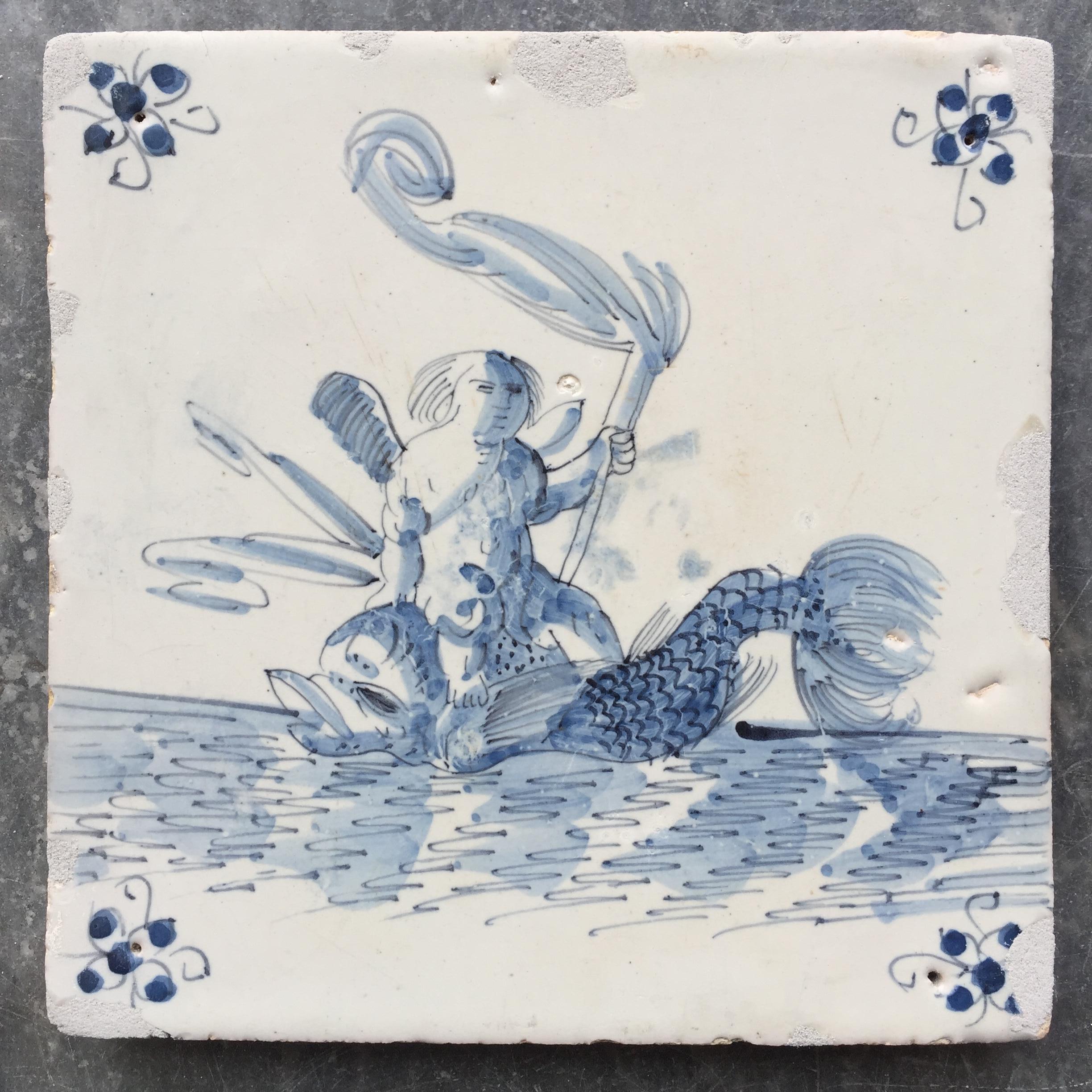 Rare Dutch Delft Mythological Tile, Mid 17th Century at 1stDibs